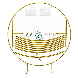 LANGXUN Large Size 7.2ft Gold Metal Round Balloon Arch kit Decoration, for Birthday Party Decoration, Wedding Decoration, Graduation Decorations and Baby Shower Photo Background 2023 Upgrade Model