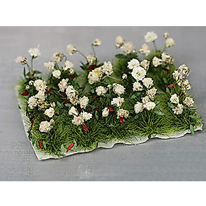 40 Pcs Flower Cluster Flower Vegetation Groups Grass Tufts Miniature Static Scenery Model for DIY Architecture Building Model Railway Train Diorama Garden Scenery Landscape Layout (White)