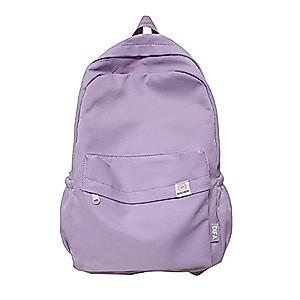MQUN Kawaii Aesthetic Backpack School Backpack Nylon Waterproof Solid Color Backpack Teen College