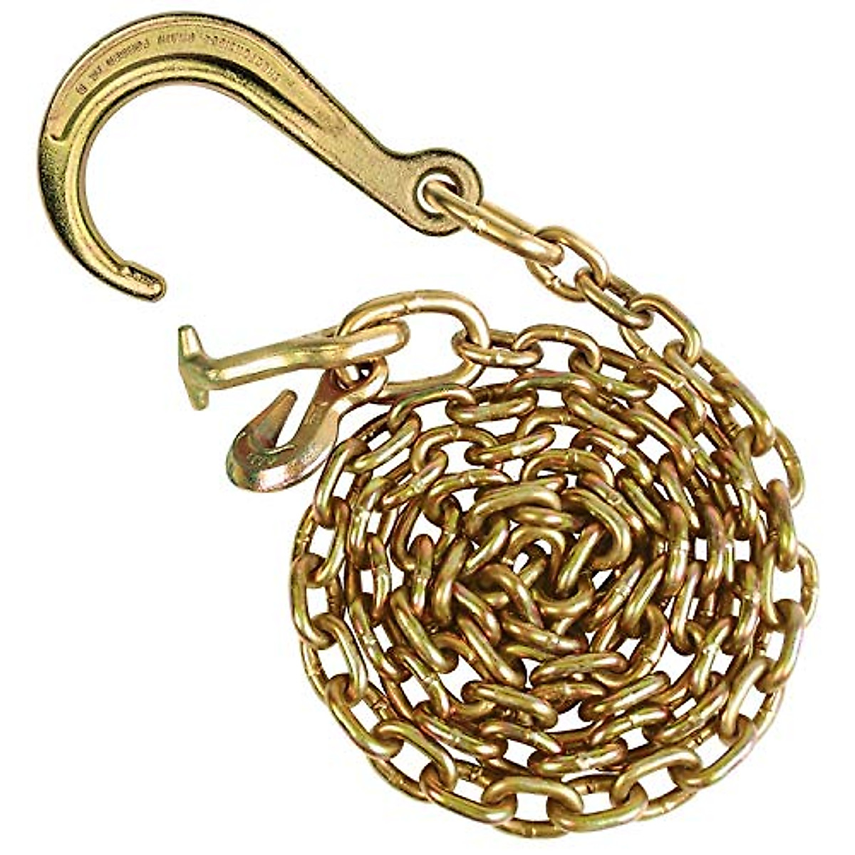 VULCAN Johnstown Tow Chain with 8 Inch Forged J Hook and T Hook - Grade 70 Chain - 6 Foot - 4,700 Pound Safe Working Load