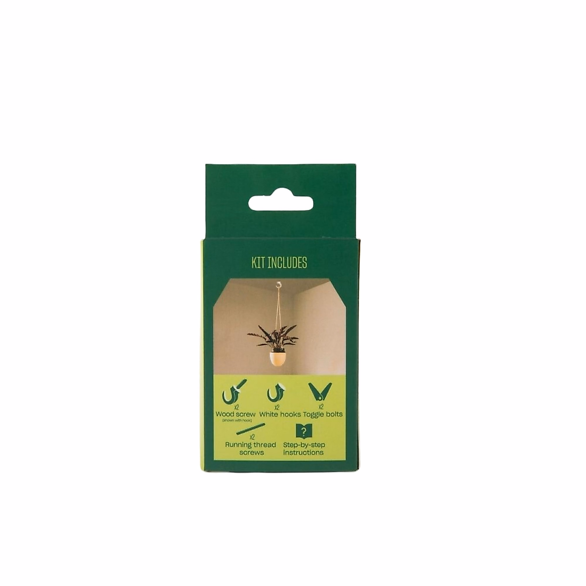 Character The Plant Hanging Kit with Toggle Bolts, Hooks, Screws, and Instructions for an Easy, Heavy Duty Ceiling Installation, White