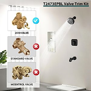 T2471BL Genta Matte Black Shower Handle Compatible with Moen T2471BL LX Posi-Temp Valve Trim Kit, Non-Corrosion, Easy to Install(POS-Temp Valve Required)