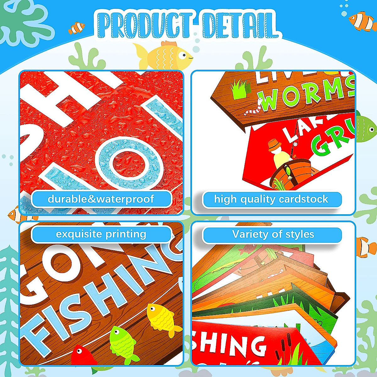 20 Pieces Gone Fishing Party Directional Signs The Big One Welcome Signs Backyard Door Cutouts Summer Birthday Baby Shower Party Favor Ideas Decoration Supplies