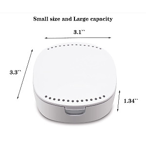 Ocircle Retainer Case, With mirror and ventilation holes, For Night Guards, Aligner Trays, Mouth Guard,Denture Case, Mouthguard. Light & Easy to Carry & Multipurpose(White)