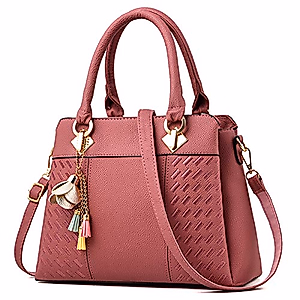 Poxas Womens Crossbody bag Purses Top Handle Shoulder Bags Plus Handbags Wallet (Pink)