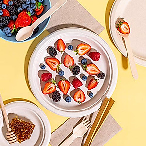 Beeleeve [50-Pack / 10-Inch 100% Compostable Disposable Round Bagasse Paper Plates - Biodegradable Sugarcane Fibre - Strong Heavy Duty Rigid Design - Sustainable & Food-Grade - White