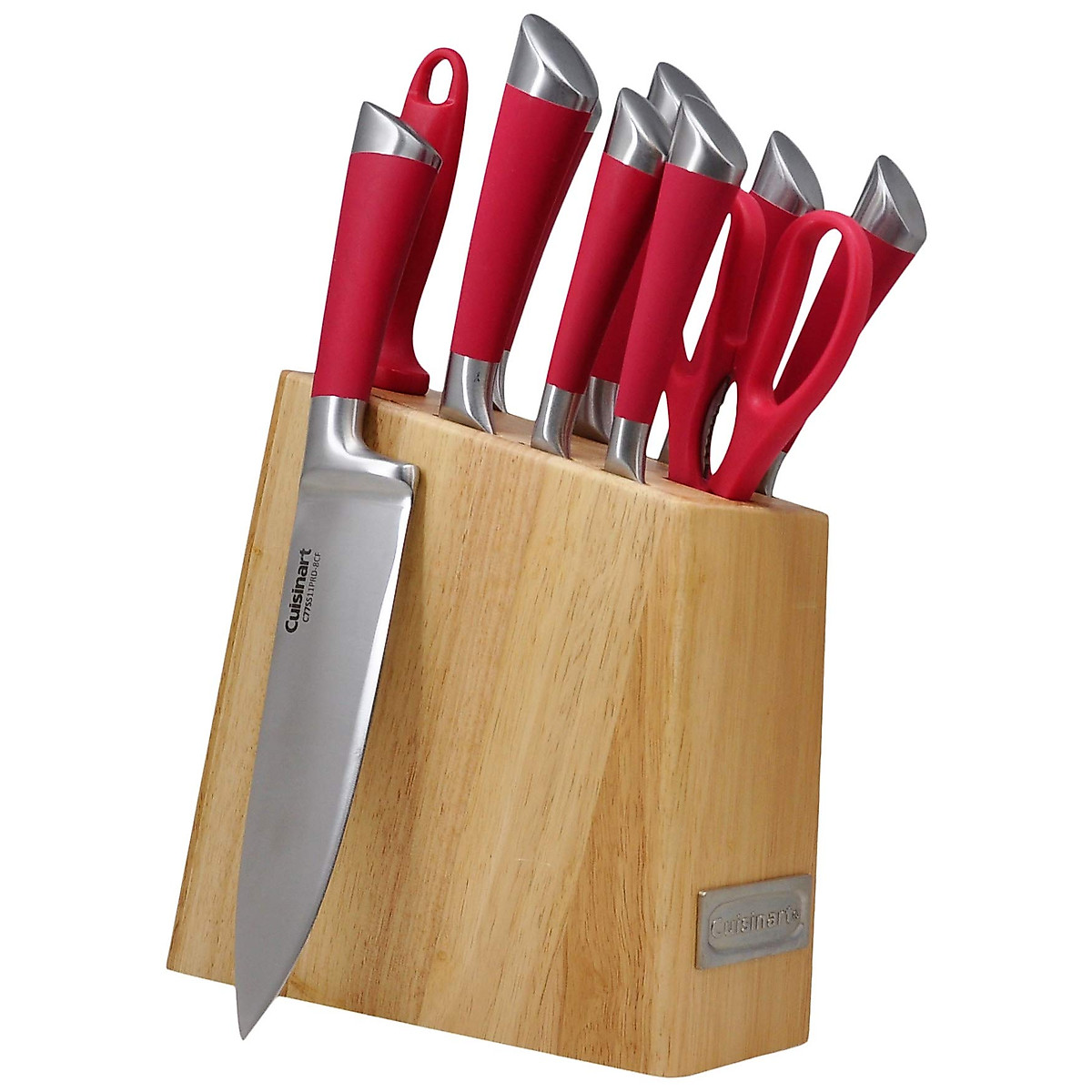 Cuisinart C77SS-11PRDGR 11-Piece Arista Collection Cutlery Stainless Steel Knife Block Set, Red