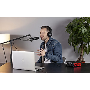 Tascam Dynamic Microphone for Broadcast Microphone for Professional Podcasting and Live Streaming (TM-70), Black