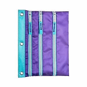 Case-It 3-Zipper Pencil Case - Multiple Colors (Purple)