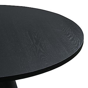 Merax Round Dining Table, Retro Style Wooden Round Dining Table, Kitchen Table for Kitchen Room, Living Room (Black)