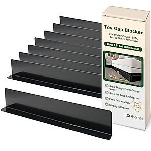 ECOHomes Under Couch Toy Blocker (Black, 8 Pcs, 16” Length x 3.2” Tall) - Couch Guards for Under Couch Prevent Toys from Going Under Furniture | Under Sofa Blocker and Under Bed Blocker for Cats