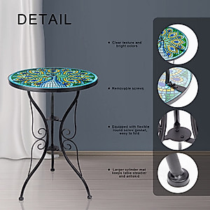 VCUTEKA Patio Side Table Outdoor Accent Table Bistro Coffee Table Plant End Table Small Porch Table Indoor Peacock