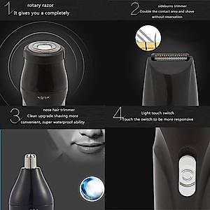 Men's Electric Shaver 3 with 1 Rotary Shaver Cordless Waterproof USB Quick Charge Wet/Dry Electric Shaver Includes Clipper and Nose Hair Trimmer Beauty Set Travel Rechargeable Shaver Face Cleaner