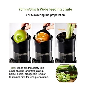 Cold Press Juicer, Qvin Slow Masticating Juicer Machines with Big Wide Chute, Nutrient Electric juicer machines Vegetable And Fruit, slow Juicer Machine BPA-Free, Easy to Clean，extractor de jugos y vegetales