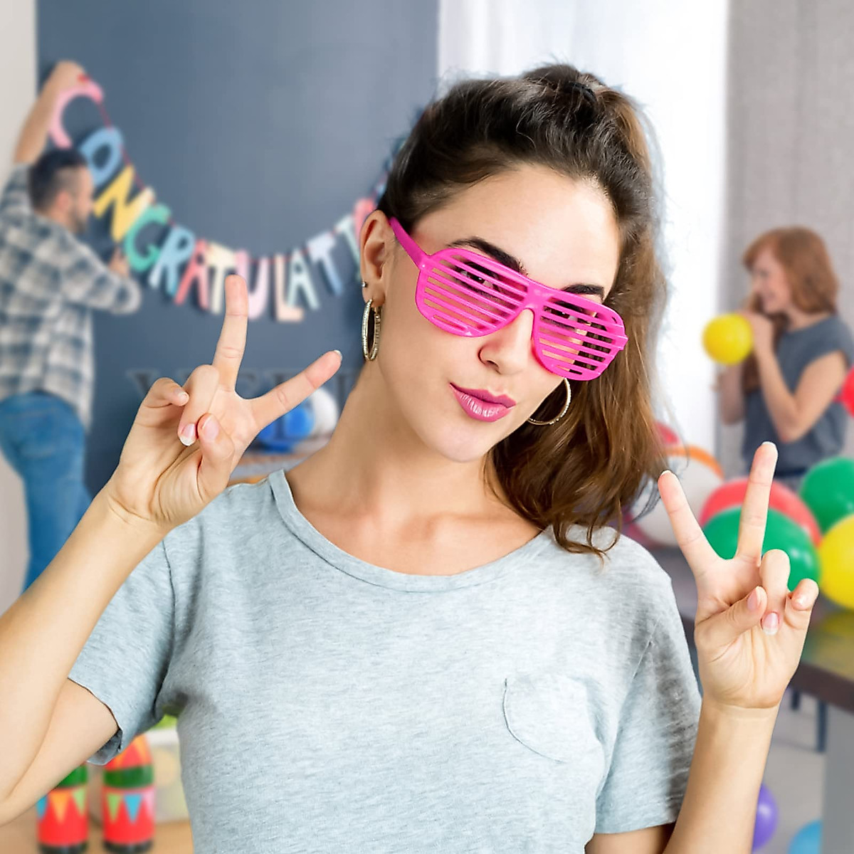 15 Pack Shutter Shades Glasses 80s Party Favors Plastic Glasses for Kids Neon Shutter Party Glasses for Adults Hora Loca Party Supplies Neon Sunglasses Accessories Last Day of School Party