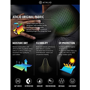 ATHLIO Men's UPF 50+ Long Sleeve Compression Shirts, Water Sports Rash Guard Base Layer, Athletic Workout Shirt, 3pack Black/Charcoal/White, Medium