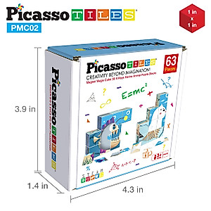 PicassoTiles 1” Magnetic Puzzle Cubes for Kids, 3D Sea Ocean Animal 63pcs Exploration Blocks, Kids Focus Learning & Stacking Toys, STEM Educational Preschool Toddler Classroom Activity, Boys Girls
