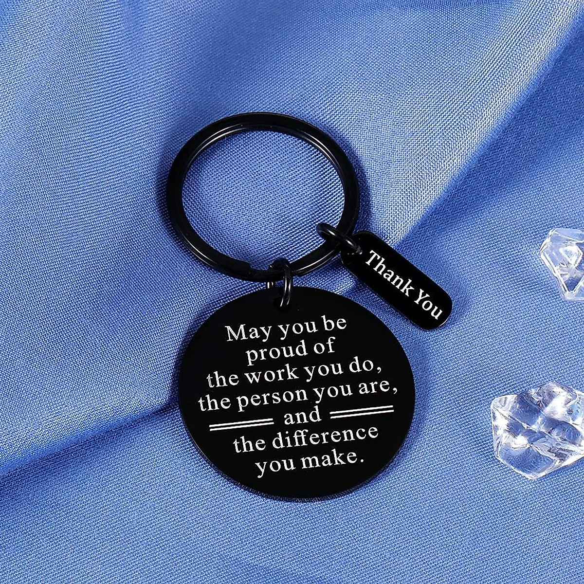 Lucullan Lepole Keychain - Thank You Gifts for Coworkers & Employees - Valentine & Farewell Gifts for Women & Men - Engraved Stainless Steel Keychain with Sentimental Quotes - Black