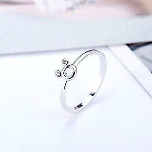 LGSY Sterling Silver Mini Mouse Shape Rings Wedding Engagement Promise Engraved Thin Rings for Women