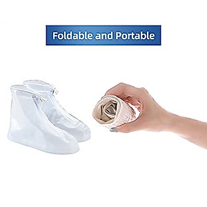 Waterproof Shoes Cover, Rain Boot Shoe Covers, Reusable Women Men PVC Rubber Sole Overshoes Galoshes Protectors for Cycling Camping Travel (XXL, White)