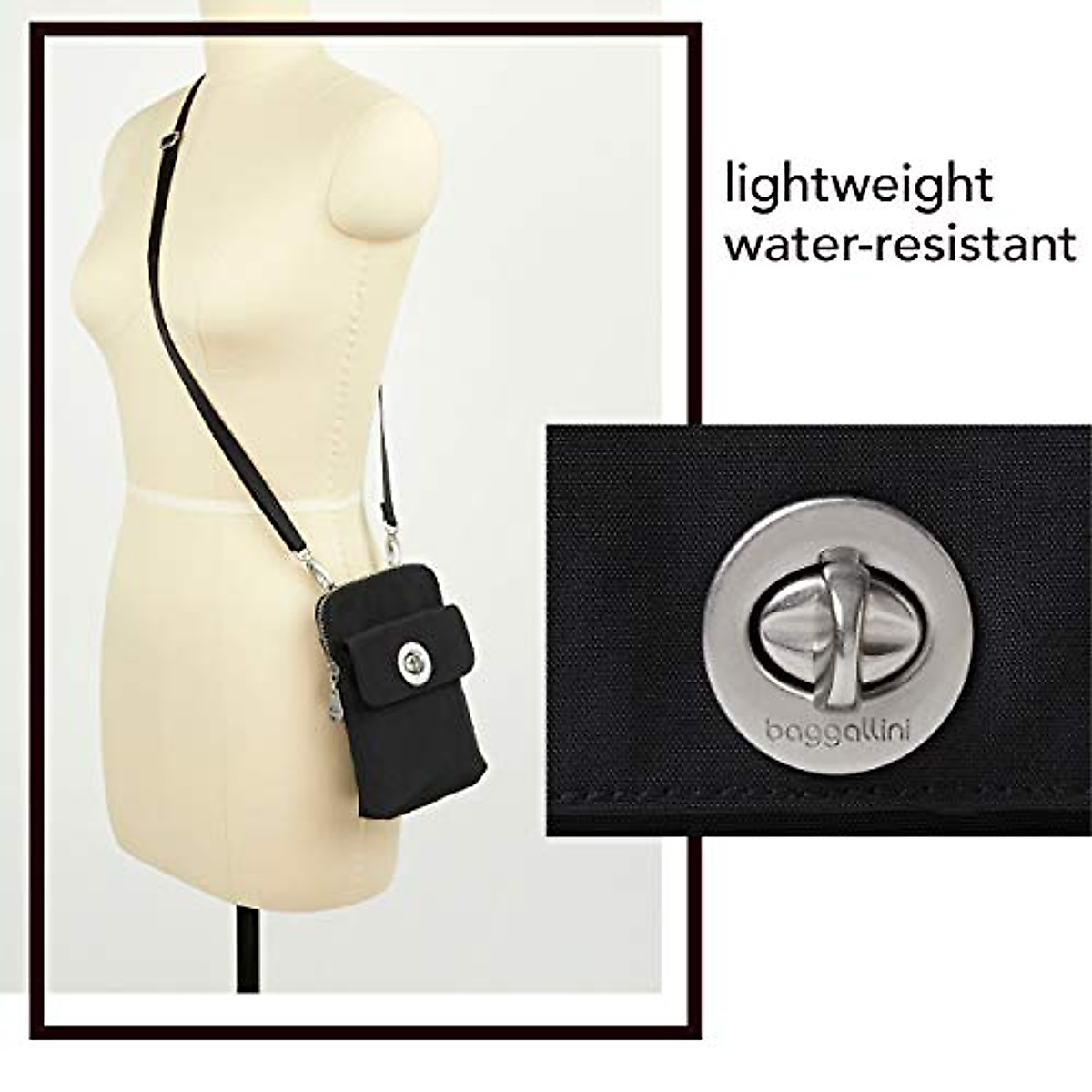 Baggallini womens Lima Rfid Mini Bag Convertible Cross Body, Black, One Size US