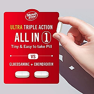 Move Free Ultra Triple Action Joint Support Supplement - Type II Collagen Boron & Hyaluronic Acid - Supports Joint Comfort, Cartiliage & Bones in 1 Tiny Pill Per Day, 2x30ct Bottles (60 servings)*