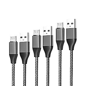 3 Pack 10 Ft Micro Charger Cable USB Charging Cord Replacement for Samsung Tablet Galaxy Tab A 10.1 (2016), 8.0 (2015,2018), Tab E, S2, Tab 4, Tab A 9.7, 7.0(2016) Nylon Braided Cables
