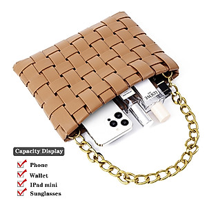 YP Women Crossbody Bag Woven Pu Leather Purses Shoulder Handbags (B-Brown)