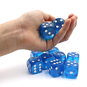 Jumbo D6 Dice with Velvet Bag - Large 24mm Life Counters (Blue)