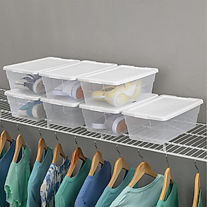Sterilite 6 Quart Clear Plastic Stackable Storage Container Bin Box Tote with Snap-Close White Lid Organizing Solution for Home & Classroom, 60 Pack