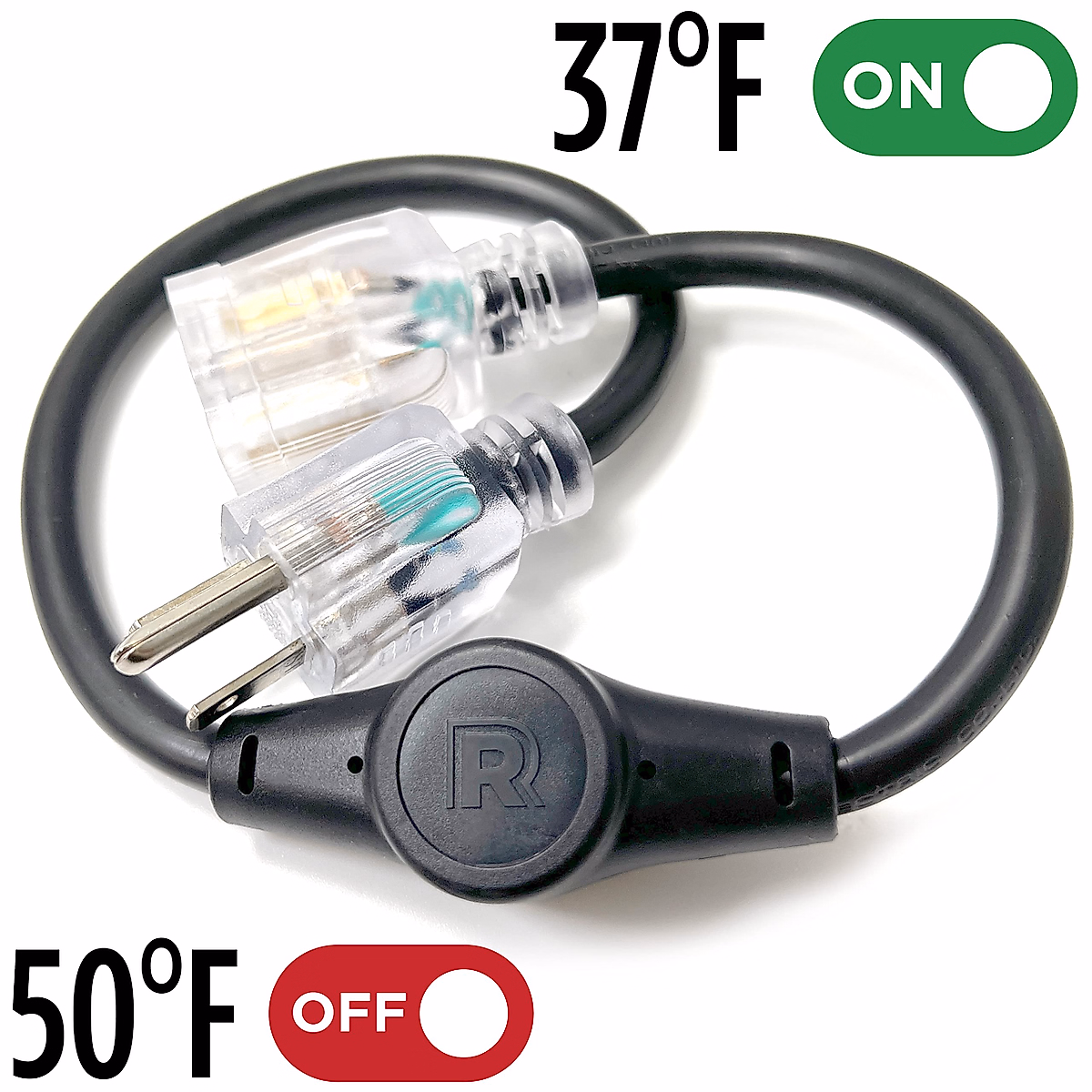 ThermaCord 120v Heat Cable Controller, Weatherproof Outdoor Thermostat, Energy-Saving, Turns Heat Cable On and Off Automatically, UL-Certified, Industrial Grade, Fits Outdoor Outlets, 16” Long