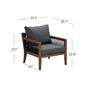 Nathan James Freya Bohemian Wooden Armchair, Outdoor Patio Chair, Solid Acacia Wood Frame, Dark Acacia