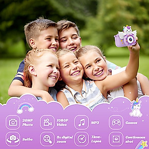 TIATUA Kids Camera for Girls & Boys, Toddler Camera Toys for Age 3-12 Kids with 32GB Card & Dual Lens, Digital Camera for 4 5 6 7 8 9 10 Year olds (Purple)