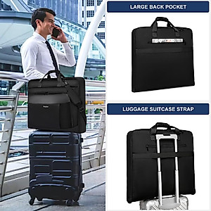 Garment Bag Travel Suit Bag for Men Large 40-Inch Carry on Garment Bag Up to 3 Suits for Business Trips,2 in 1 Hanging Suitcase Luggage Bags for Travel,Foldable Carry on Bag Fits 15.6Inch Laptop,Black