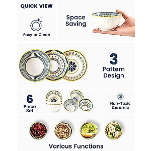 SULIVES Small Ceramic Bowls for Kitchen - 10OZ Cereal Bowls Set of 6, House-warming Gift - Mini Soup Bowls & Dessert Bowls, Serving Bowls for Ice Cream, Rice, Dipping, Side Dishes