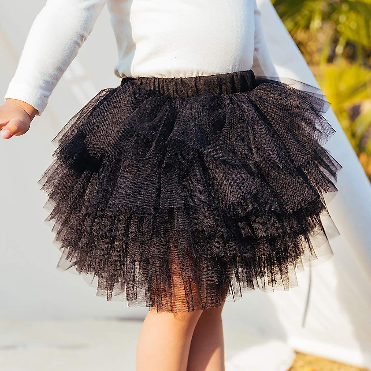 Colorful Childhood Baby Girls Tutu Skirt Toddler 6 Layered Tulle Tutus 1-8T Black Size 5-6T