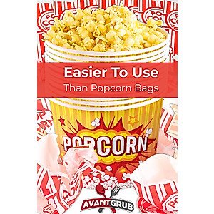 Greaseproof, Retro 85oz Popcorn Buckets 50 Pack. Reusable and Durable Pop Corn Tubs in Red Yellow. Large Disposable Containers Perfect For Movie Night, Theme Party, Theater, Carnivals & Fundraisers