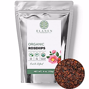 Organic Rose Hips 4 oz. (113g), USDA Certified Organic Rosehip Tea, Dried Rose Hips Dried Organic, Rose Hip Tea Organic, Whole Rose Hips Bulk, Cut & Sifted