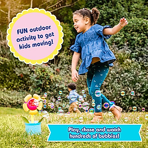 Maxx Bubbles 14" Flower Pot Includes 4oz Bubble Solution, 4 Wands and Watering Can, Botanical Collection, Outdoor Bubble Machine Maker, Great Gift and Decoration for Birthday, Bridal and Shower