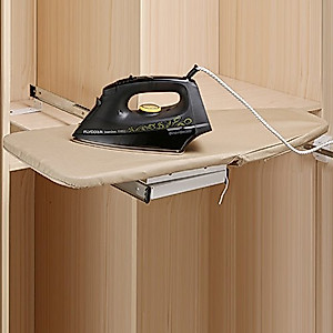 Homebasix Closet Pull-Out Retractable Ironing Board Stow Away in The Cabinet Easy to Install (Silver Grey)