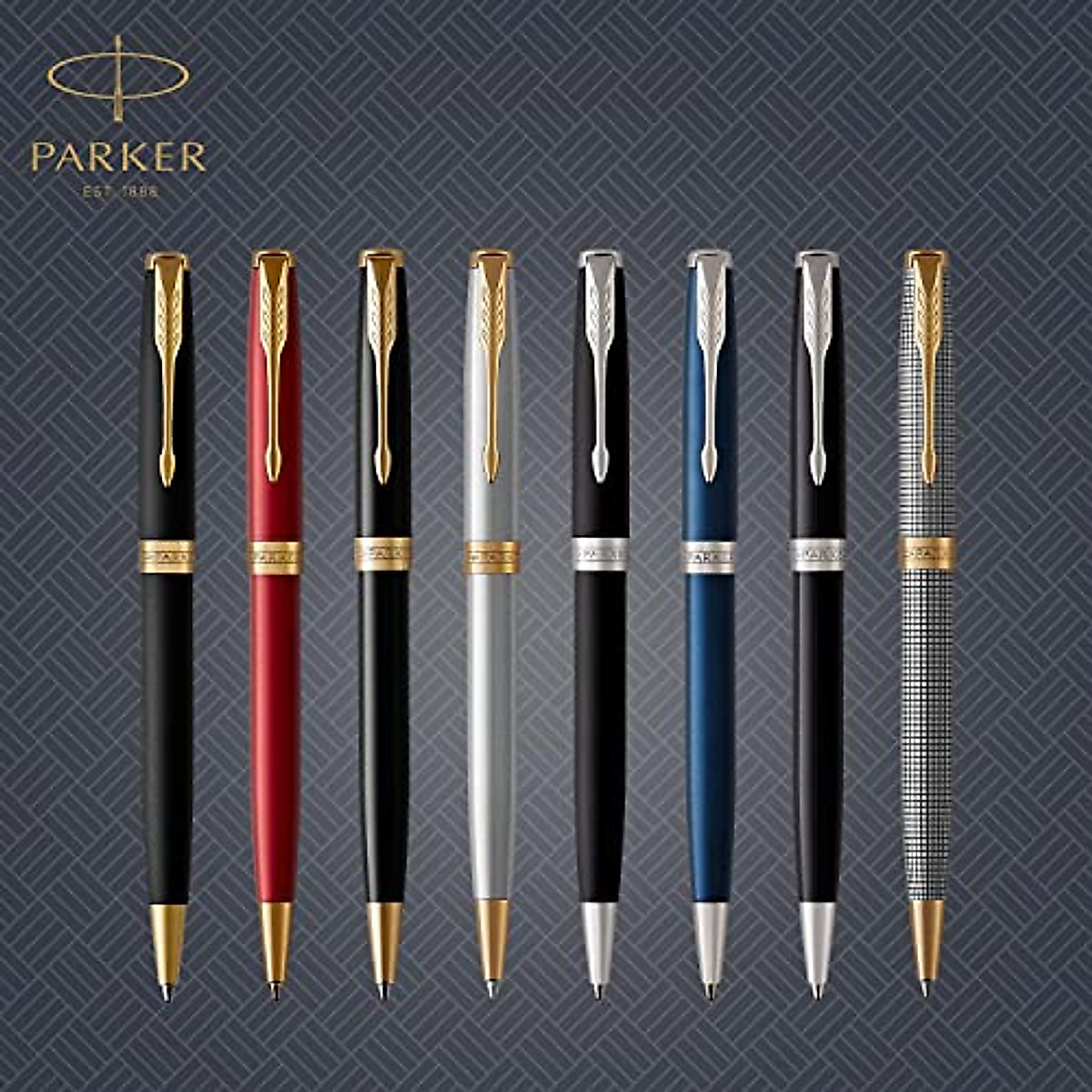 PARKER Sonnet Ballpoint Pen, Chiselled Silver with Gold Trim, Medium Point Black Ink (1931492)