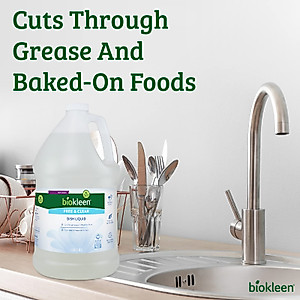 Biokleen Free & Clear Dish Soap - Dish Liquid, Dishwashing Cleaner, Eco-Friendly, Non-Toxic, Plant-Based, No Artificial Fragrance, Colors or Preservatives, Unscented