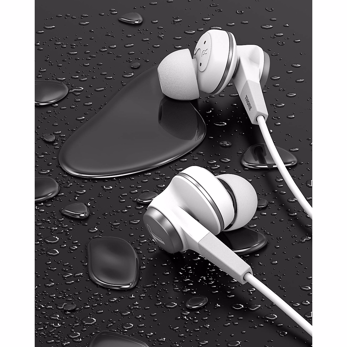 Thore iPhone Earphones (Apple MFi Certified) V120 in Ear Wired Lightning Earbuds (Sweat/Water Resistant) Headphones with Mic/Volume Remote for iPhone 12/13/14 Pro Max - White