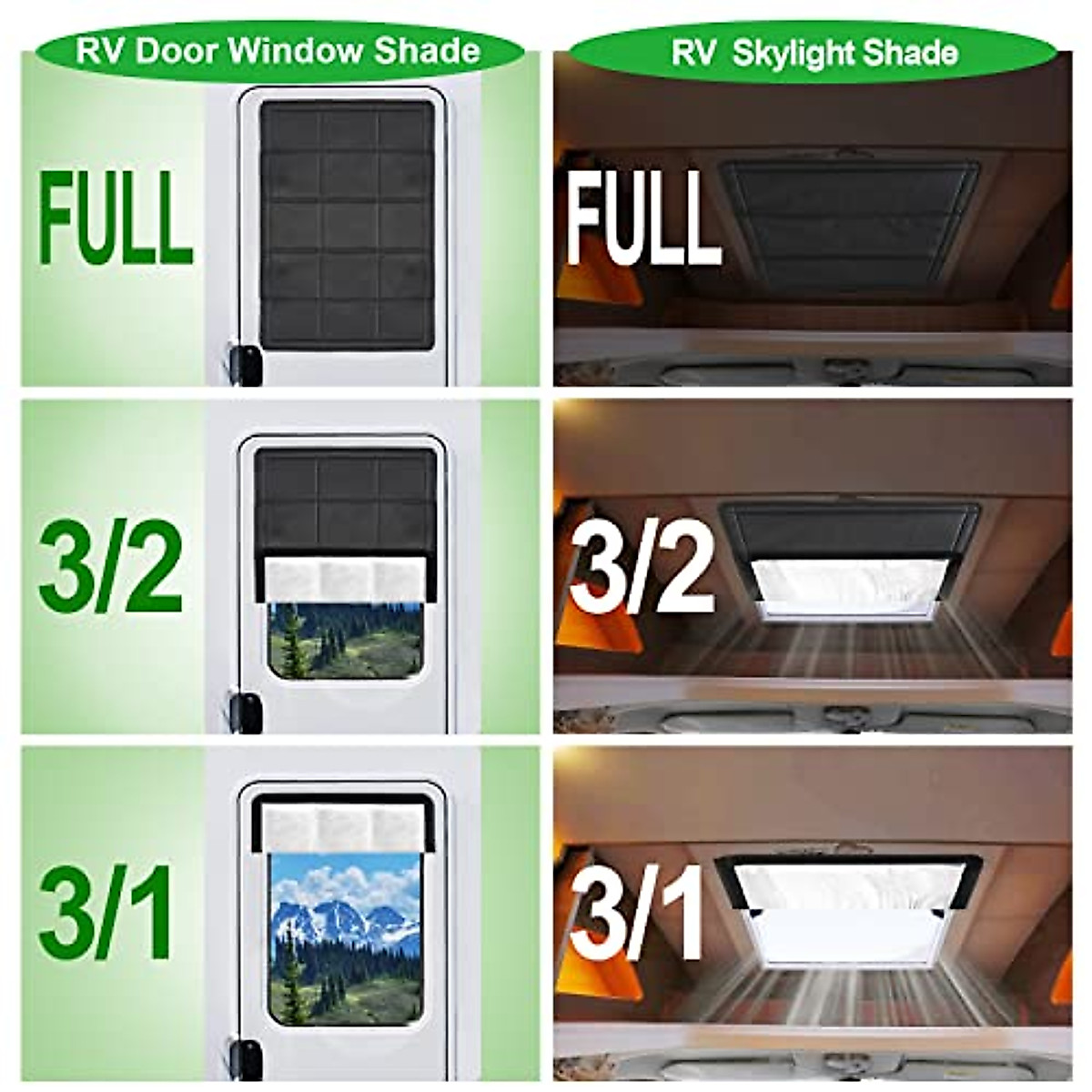 RV Door Window Shade RV Skylight Shade Cover Set, Foldable Magnetic Camper Sunshade Privacy Screen Window Cover, Travel Trailer Motorhome Sun Shade Accessories with Storage Bag