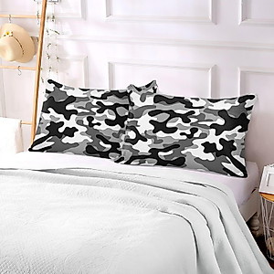 Camouflage Pillowcase for Hair and Skin Body Pillow Cover Long Body Pillow Pillowcase 20"X 54" Pillow Case Protector with Zipper for Women