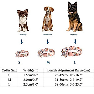 Large Nylon Dog Collar 3 Adjustable Sizes Personalized Flower Tie Cotton Girls Dog Collar with Metal Buckle Puppy Collars for Small Medium Large Dog Pet Gift