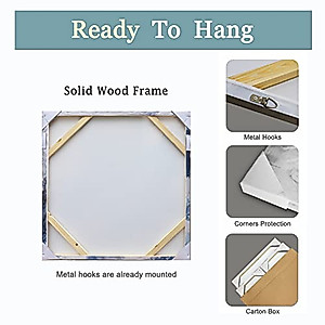 Wallpaint - Black and White Flower Wall Art with Texture and Gold Foil, Elegant Blooming Floral Picture Canvas Wall Decor for Living Room Bedroom - 30"x30"