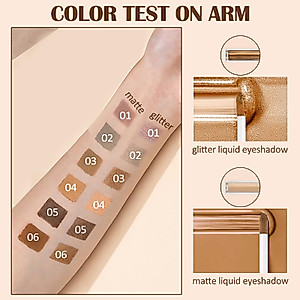 DAGEDA 12 Colors Liquid Eyeshadow Set, 6Pcs Dual-ended Waterproof Matte and Pearl Eyeshadow, Highly Pigmented Neutral Eyeshadow, Long Lasting Quick-Drying Glitter Eye Makeup Set