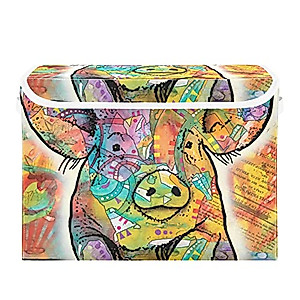 Piggy Storage Bins with Lids and Handles 17x13x12 In Foldable Fabric Storage Basket Toys Clothes Organizer for Shelves Closet Home Bedroom Office