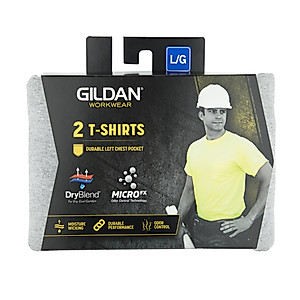 Gildan DryBlend Workwear T-Shirts with Pocket, 2-Pack, Sport Grey, Medium